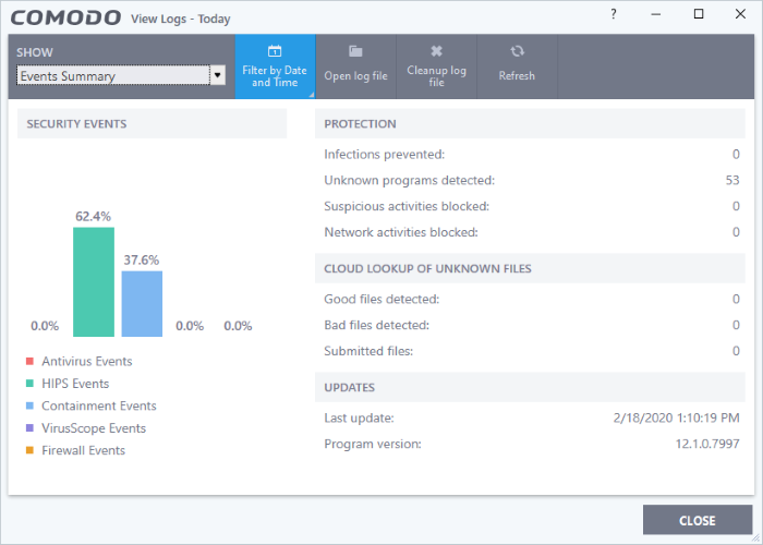 CCS Logs, Log Monitor, Advanced Protection Filter | Comodo Client Security | Comodo